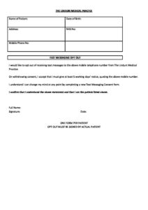 Download and complete the SMS opt out form – Lindum Medical Practice