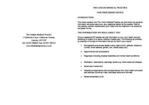 Fair processing notice – Lindum Medical Practice